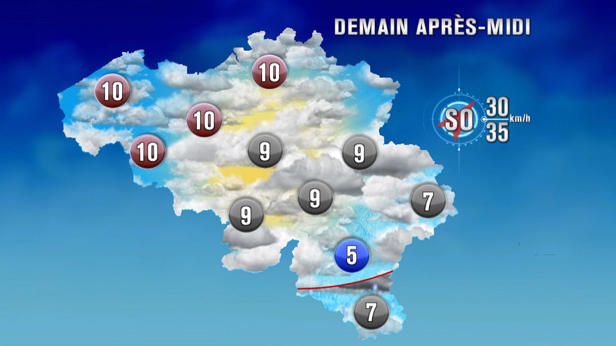 Météo : pluies et vents forts dans les prochaines heures - RTBF Actus