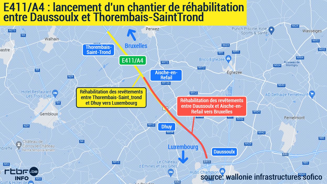E411 : ce chantier perturbera votre circulation jusqu'à fin 2024 - rtbf.be