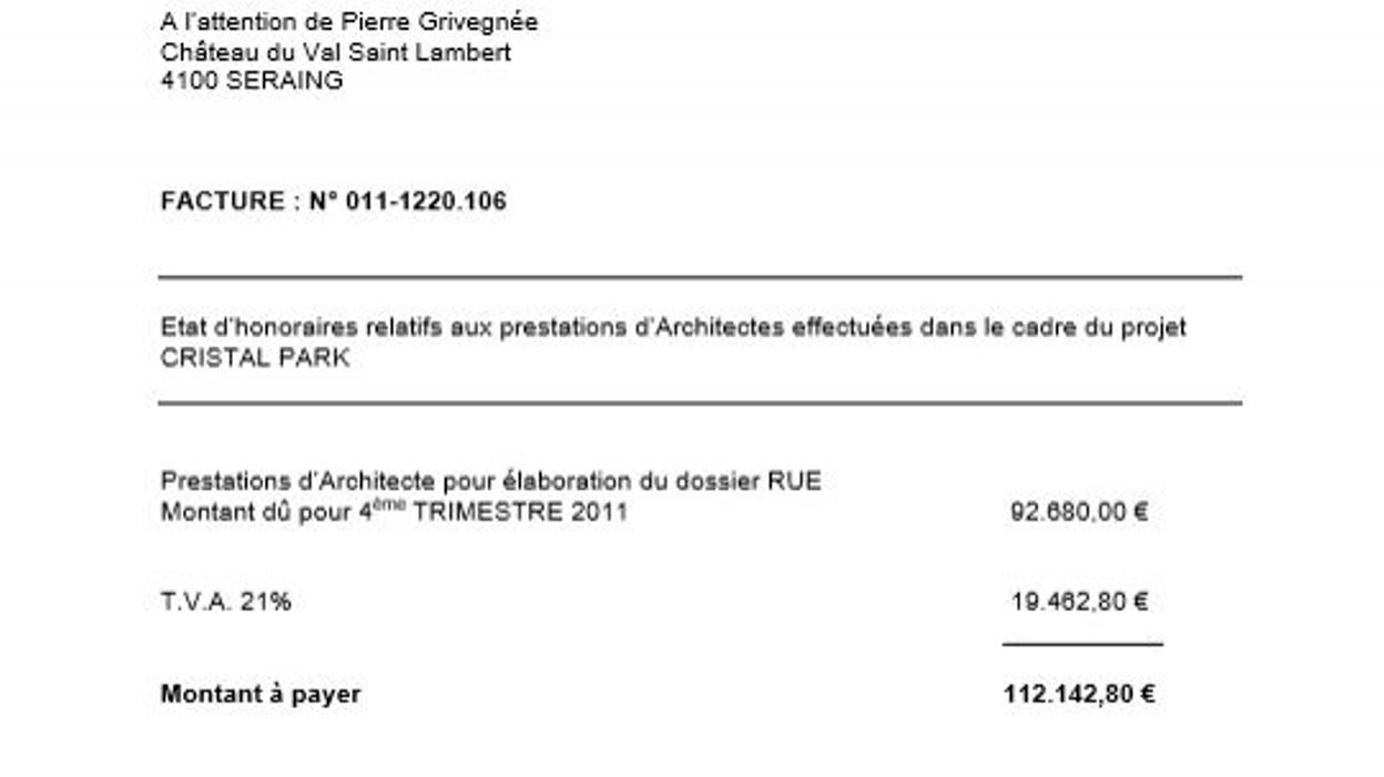 Seraing : fausses factures au Cristal Park - RTBF Actus