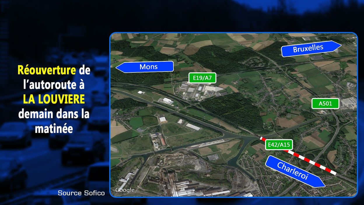 Réouverture de l'autoroute E42 à hauteur de La Louvière - RTBF Actus