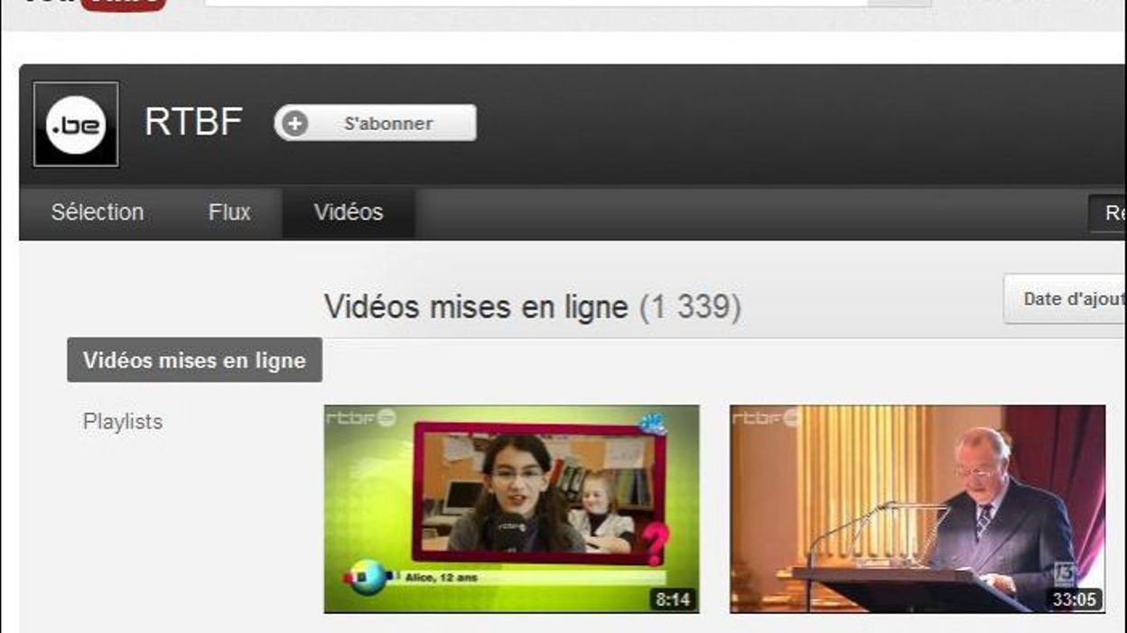 La RTBF débarque sur YouTube avec sa télévision de rattrapage