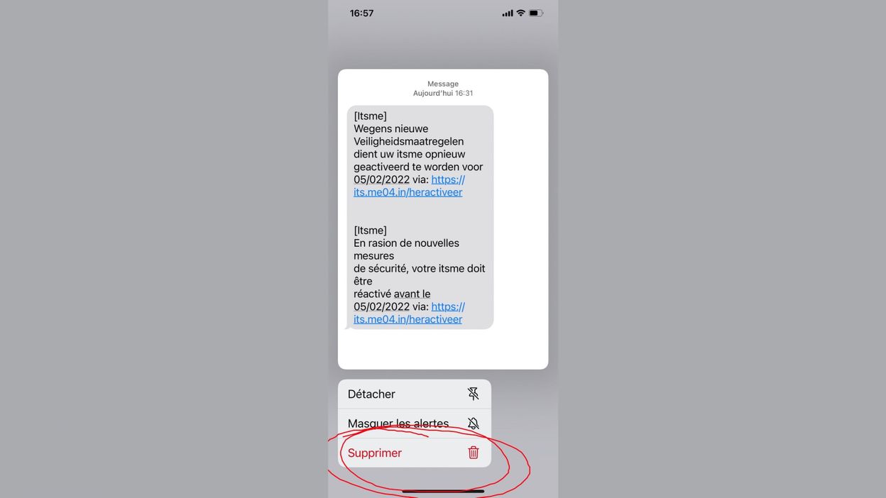 Phishing : nouvelle vague de SMS frauduleux concernant Itsme - RTBF Actus
