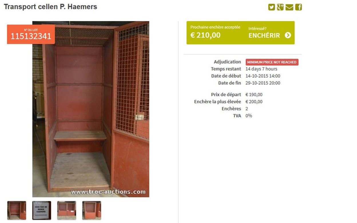 La cage de l'ex-ennemi public numéro 1 Patrick Haemers aux enchères ...