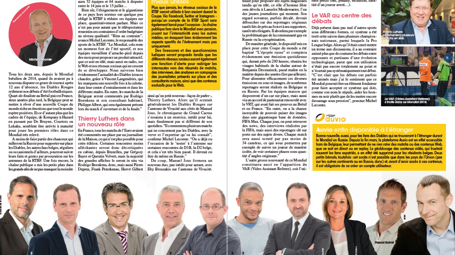 Un supplément Coupe du Monde du Ciné Télé Revue avec les journalistes ...