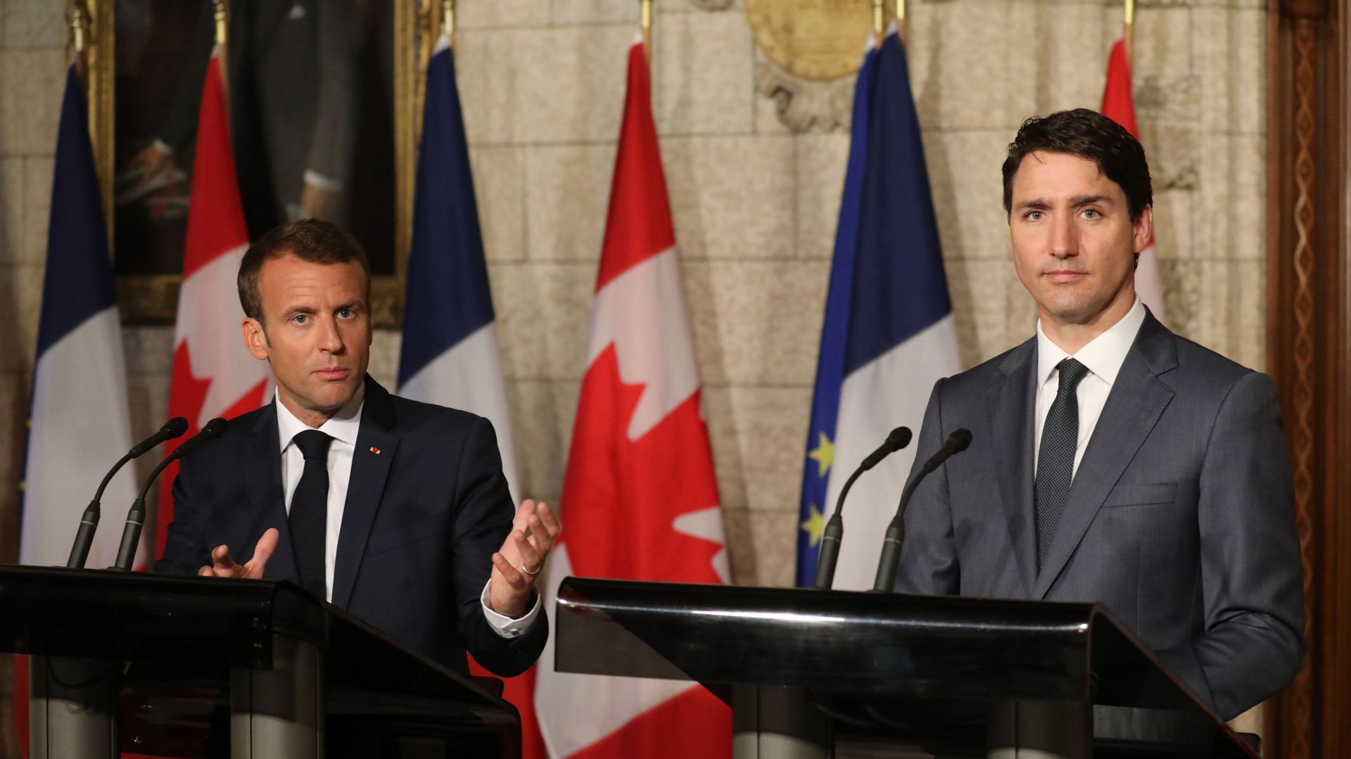 Macron et Trudeau annoncent des représailles aux taxes américaines sur ...