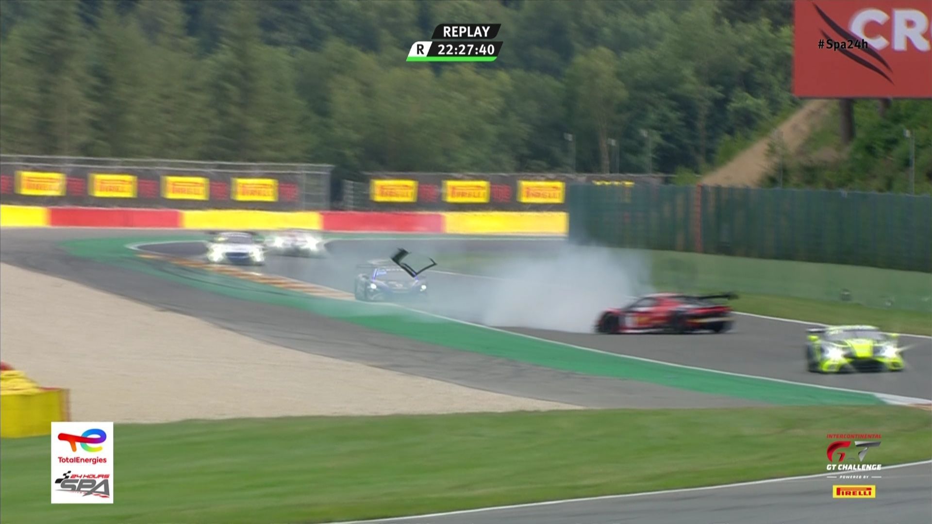 24H de Spa : le crash violent, à 250 km/h, de l'Audi #26 - RTBF Actus
