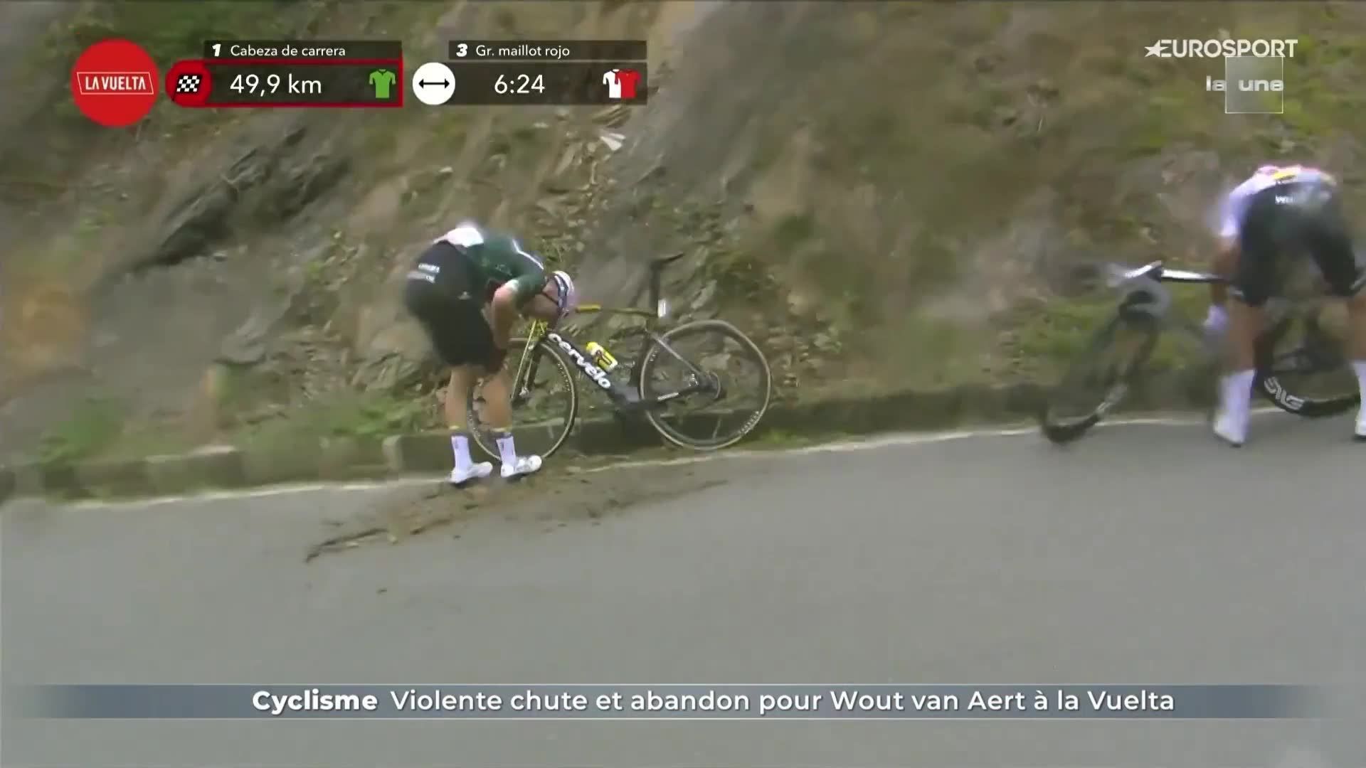2,7km à pied, Wout van Aert a fait ses premiers pas depuis sa chute sur la Vuelta - RTBF Actus