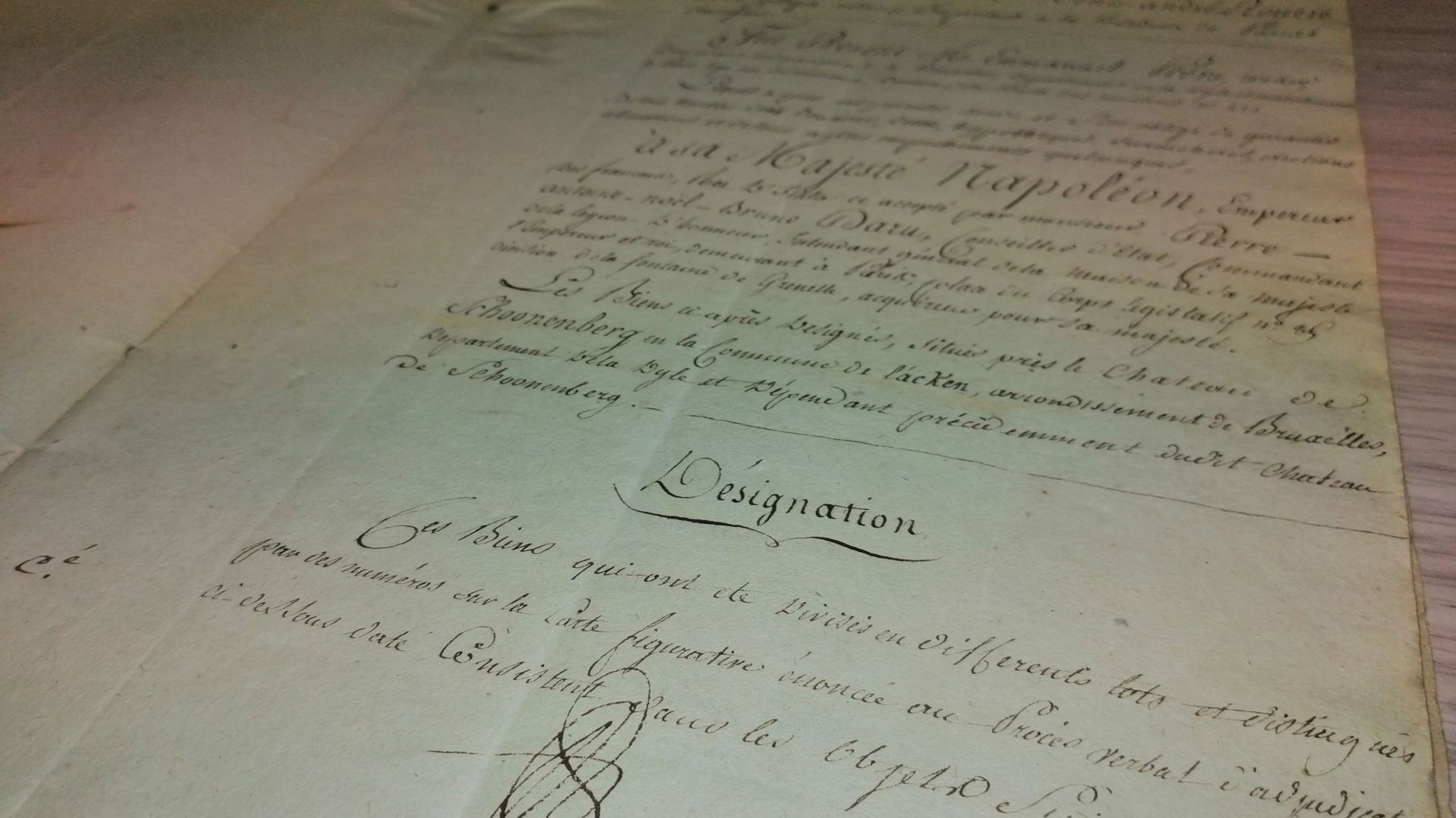 L’acte de propriété du domaine de Laeken signé par Napoléon acheté par ...