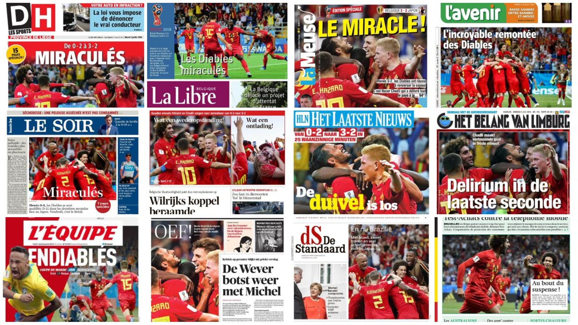 Revue de presse: tous les journaux saluent des Diables rouges ...