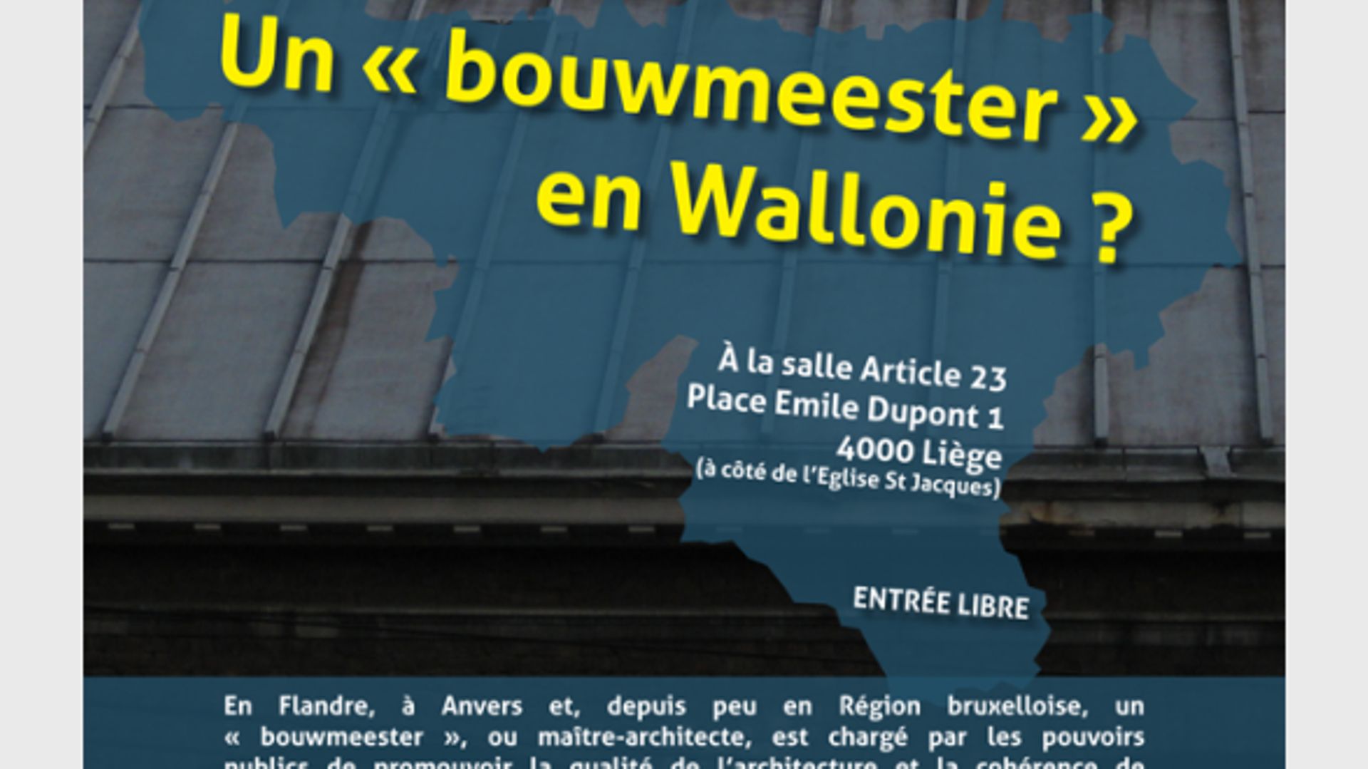 «Un bouwmeester en Wallonie ?» - RTBF Actus