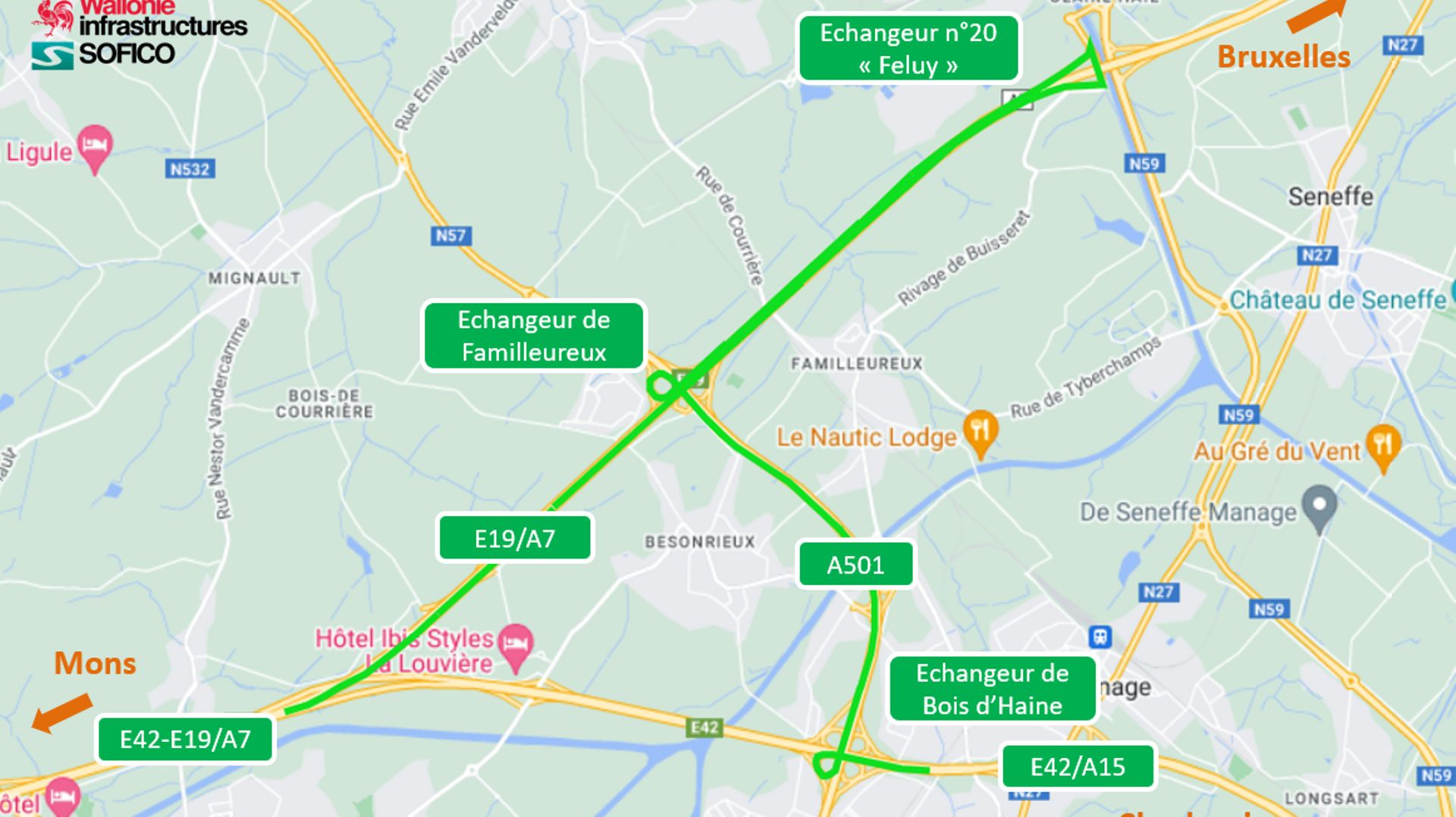 Fermeture complète de l'E42 entre Houdeng et Manage pendant 10 jours ...