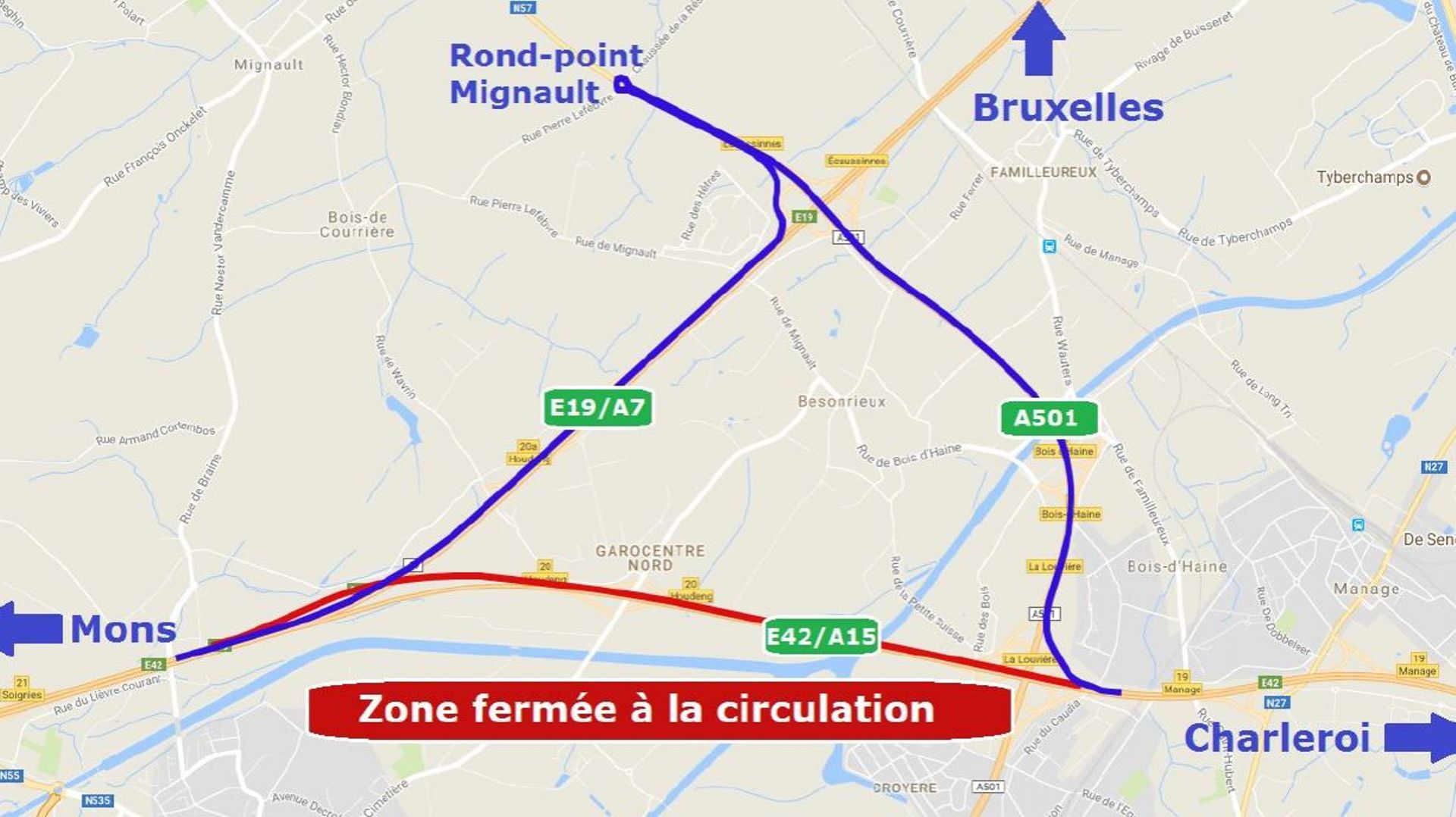 L'autoroute E42 fermée pendant neuf jours, à partir du 31 mars, entre ...