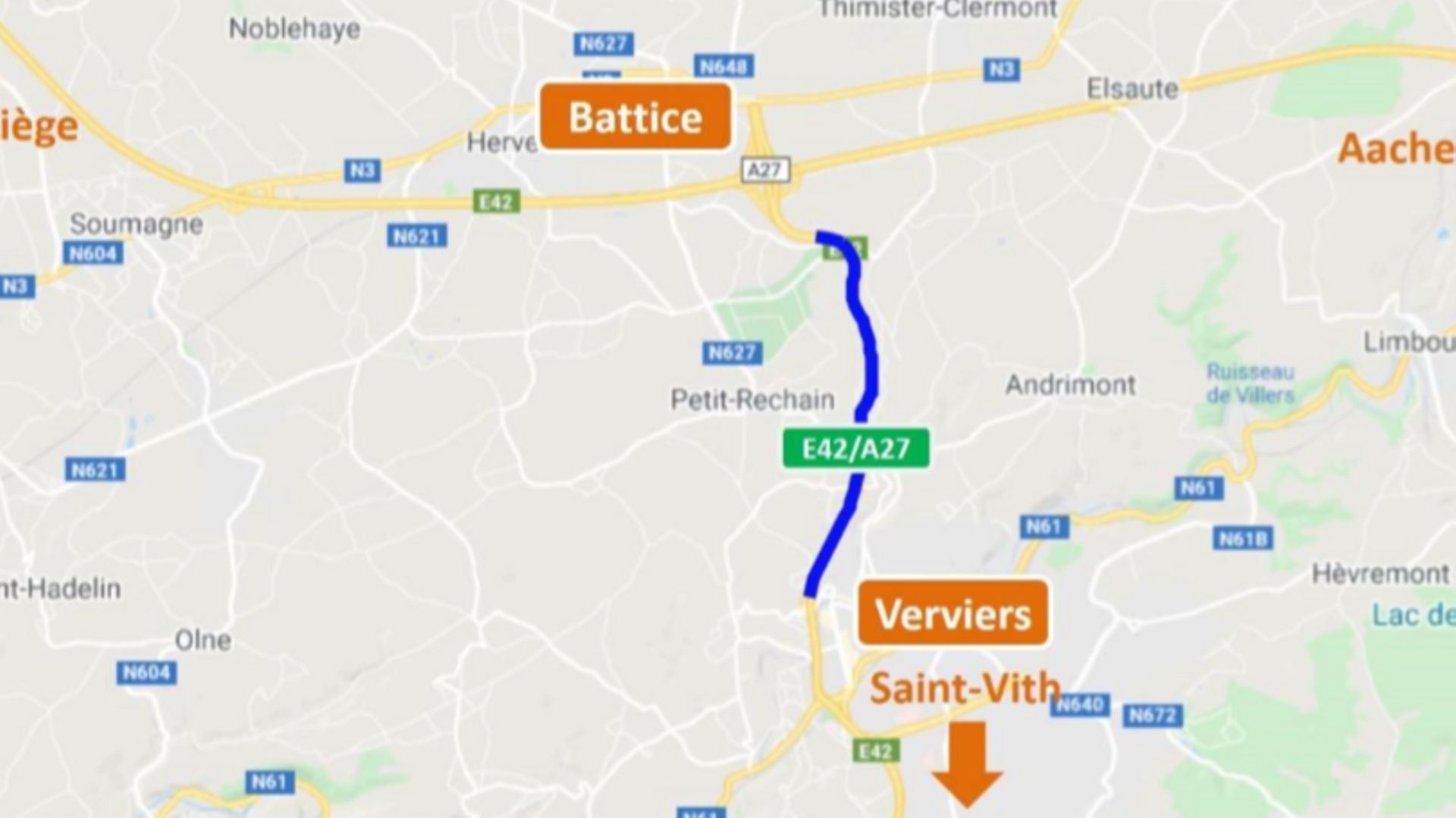 E42 - Nouveau chantier entre Chaineux et Lambermont - RTBF Actus