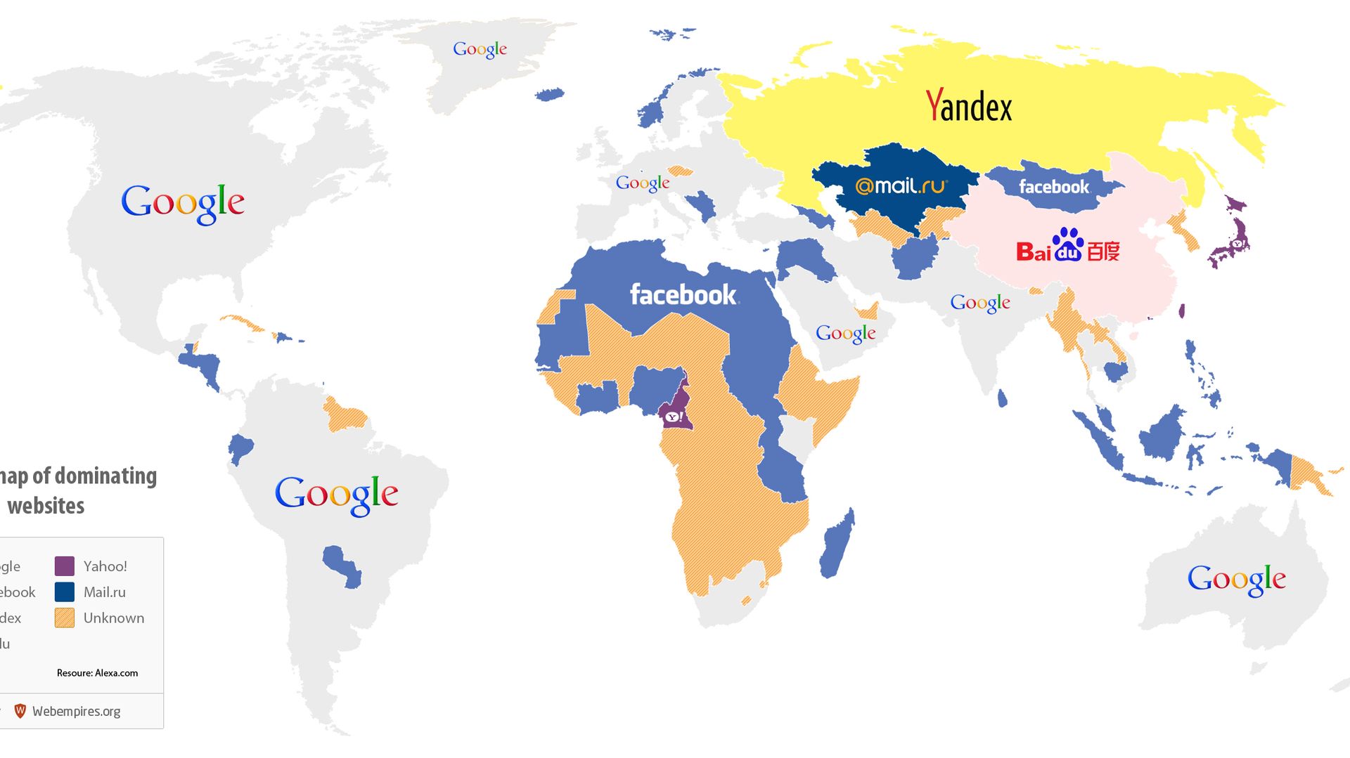 La carte des sites qui dominent le web mondial - RTBF Actus