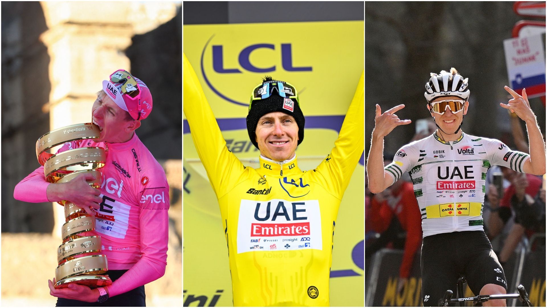 35 jours en jaune, rose ou blanc et vert : un Tadej Pogacar record collectionne les maillots en ...