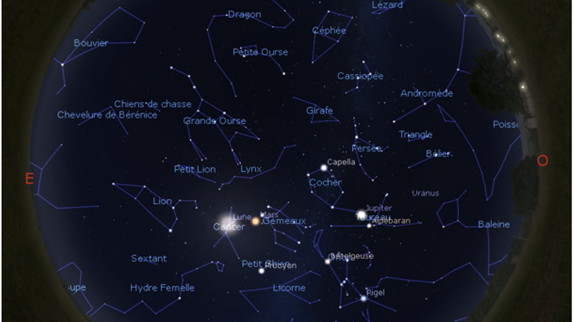 La carte du ciel et les autres événements astronomiques du mois de ...