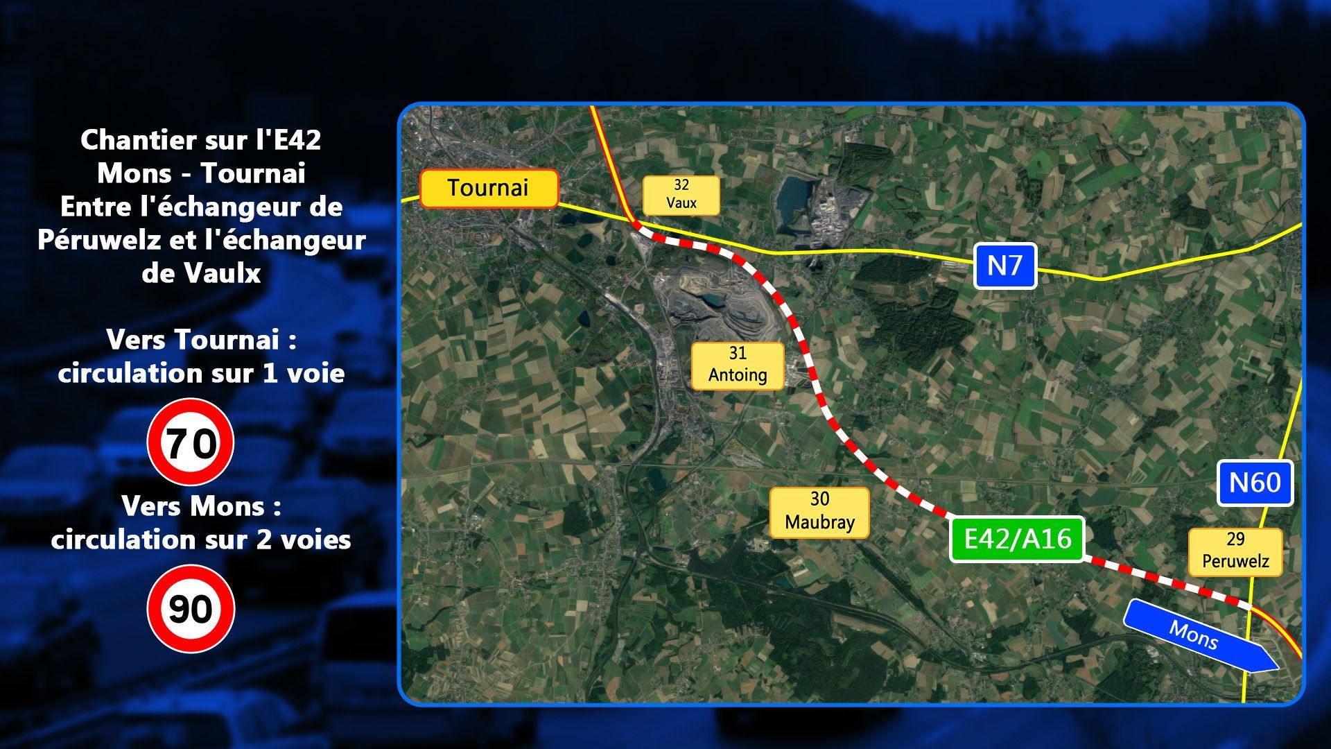 Nouveau chantier sur l'E42 entre Péruwelz et Vaulx - RTBF Actus