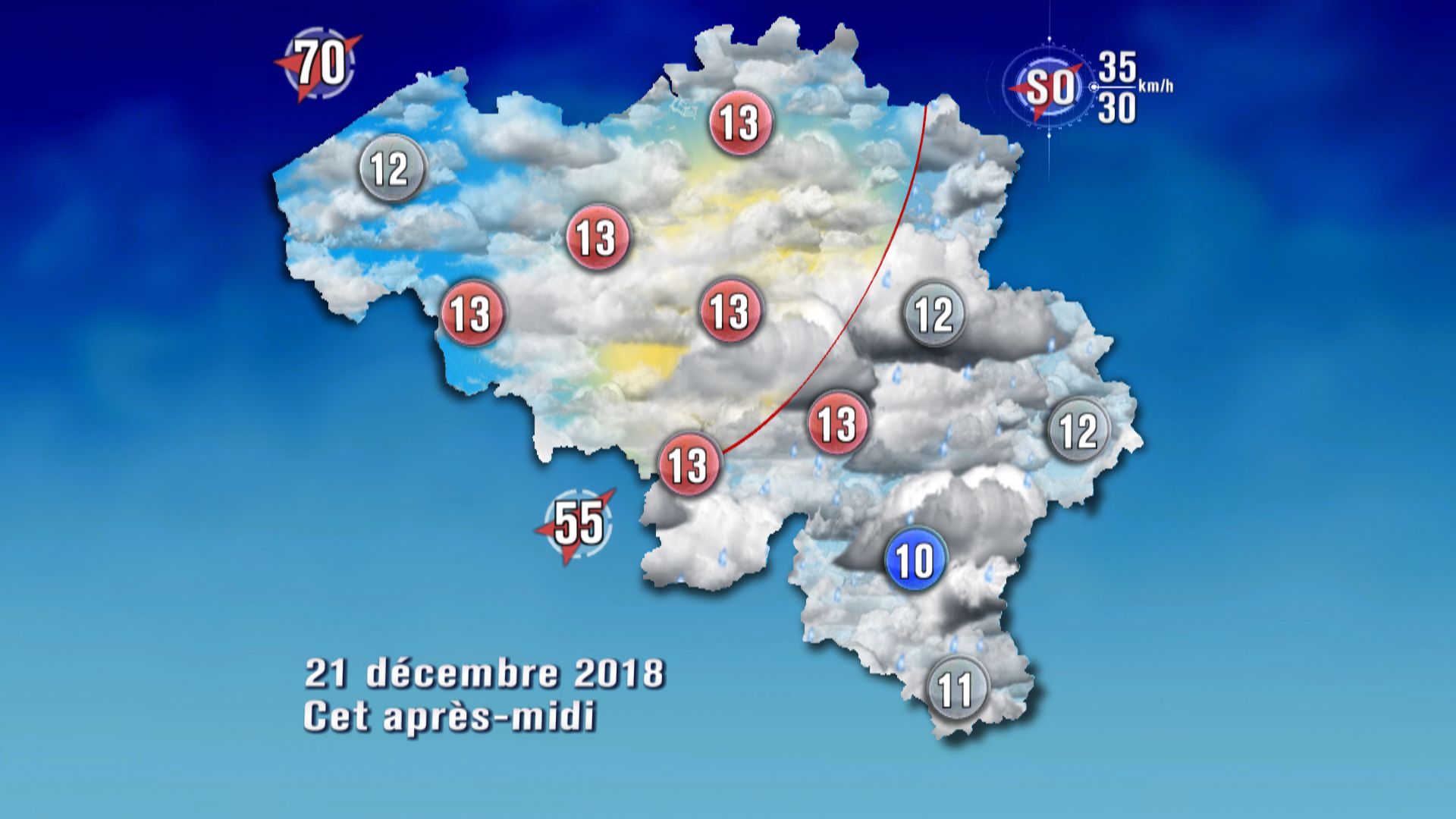Météo de ce vendredi : pluie en abondance, vent fort et douceur - rtbf.be