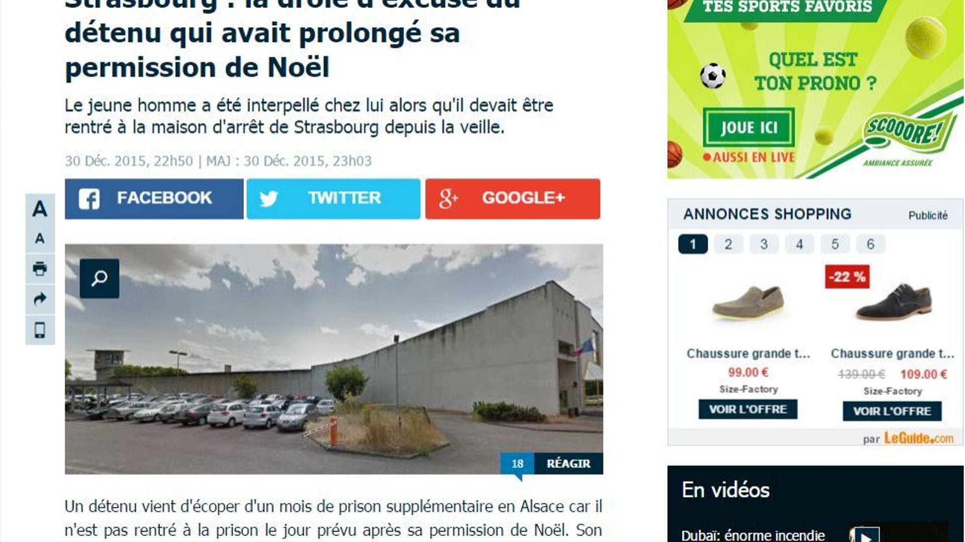 Strasbourg: la prison était fermée de l'intérieur - RTBF Actus