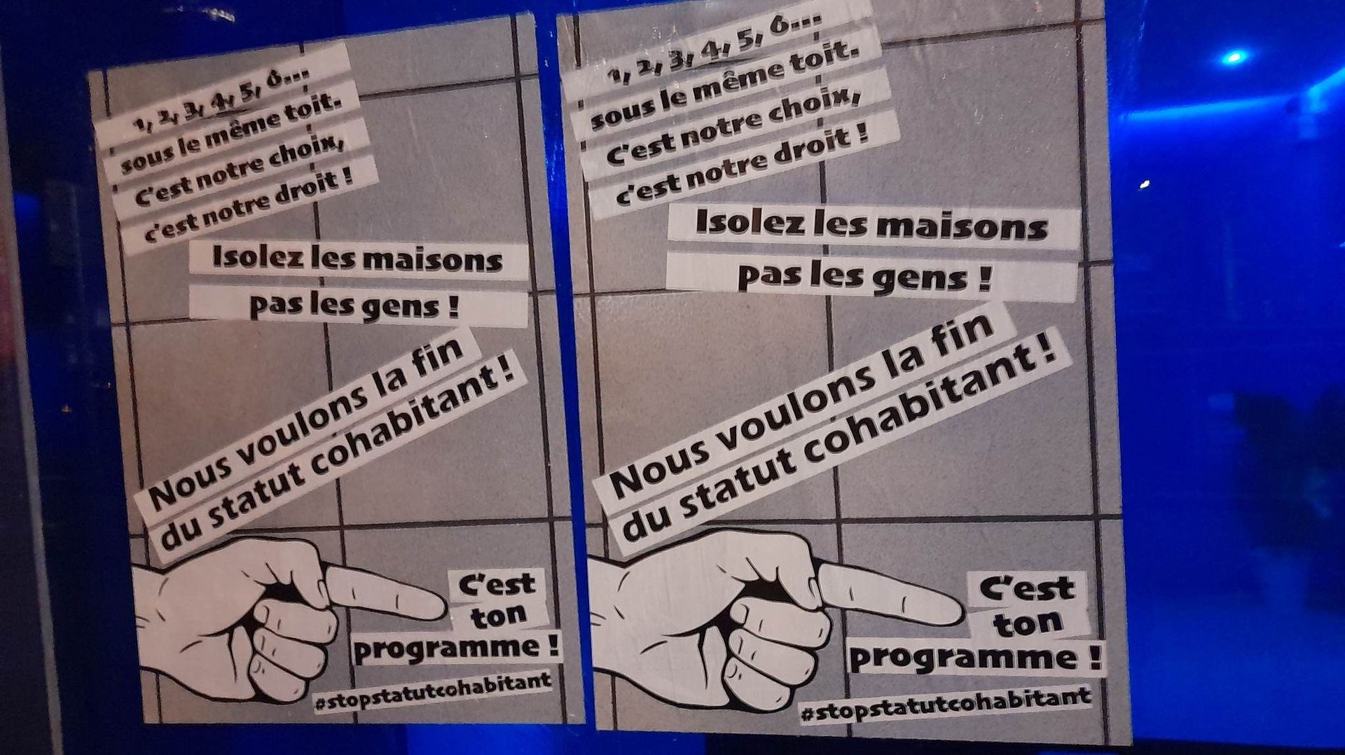 Des affiches collées dans la nuit pour dénoncer le statut de cohabitant ...
