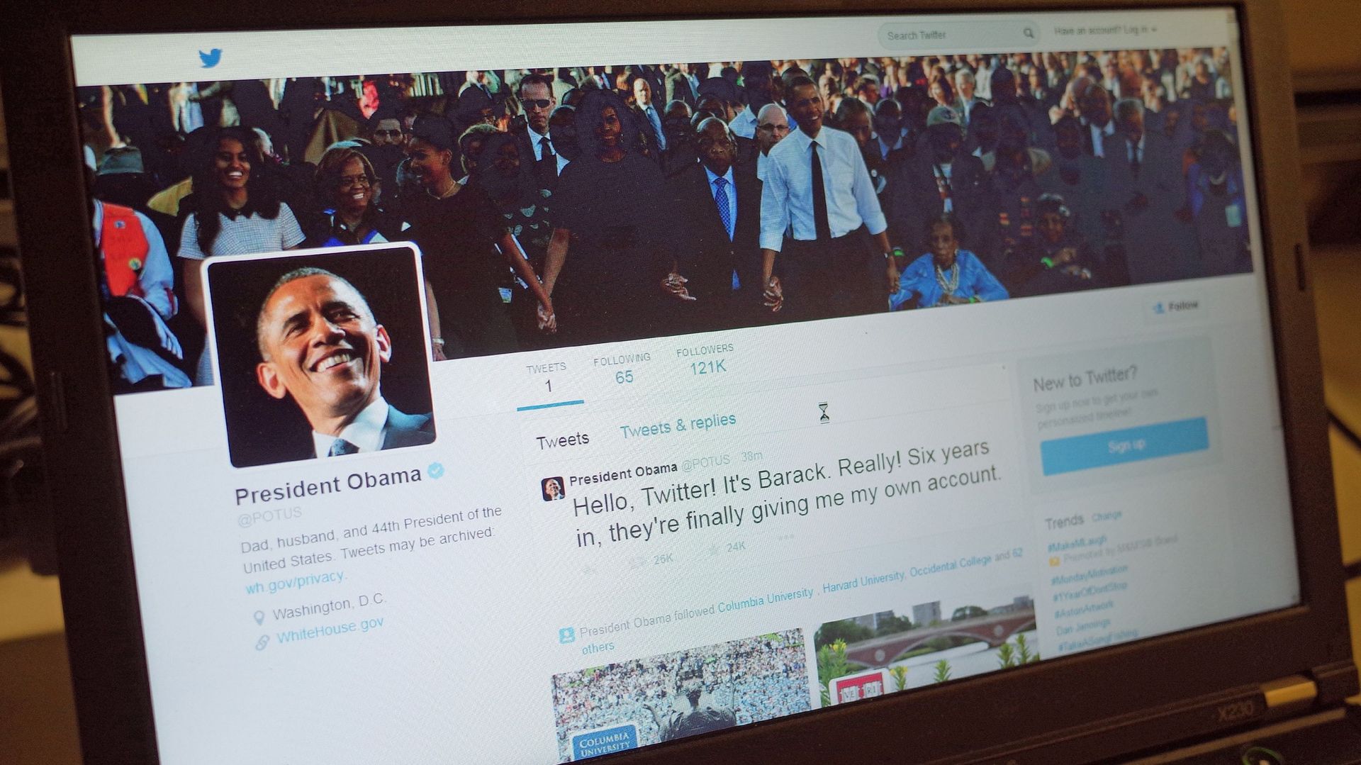 Barack Obama envoie son dernier tweet sur le compte présidentiel @POTUS ...