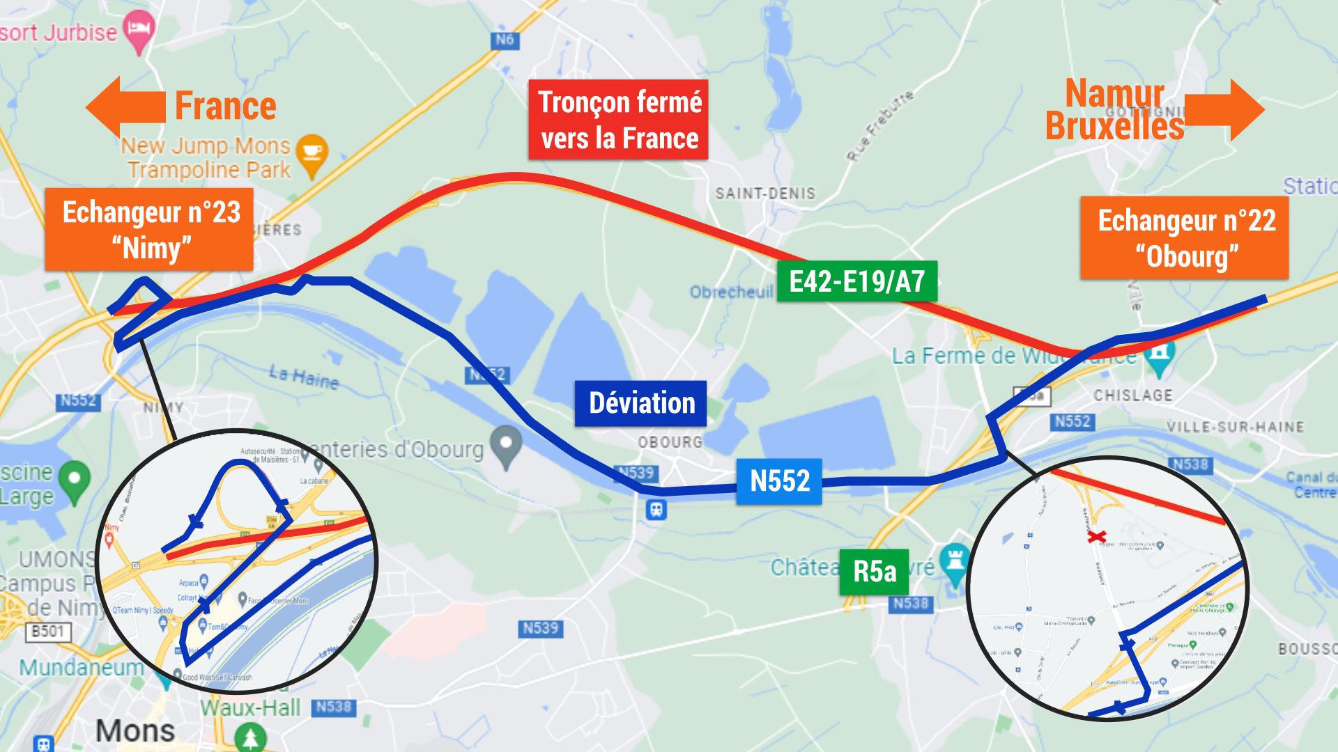 12 nuits de travaux dès aujourd’hui sur l’E19/E42 en direction de la ...