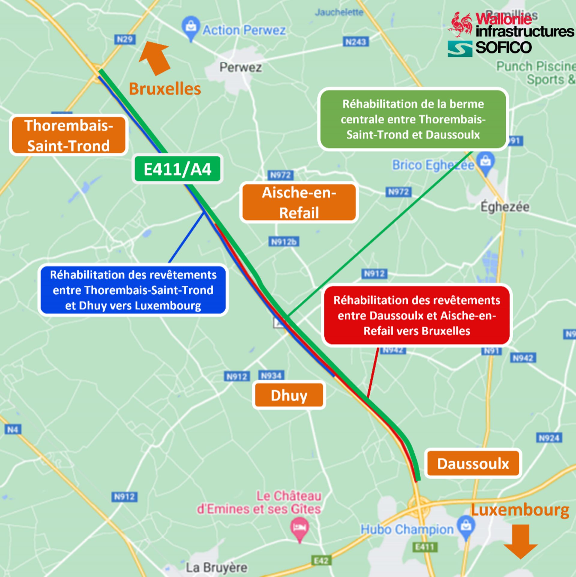 E411 : fin des opérations de réhabilitation vers Bruxelles et nouvelle ...