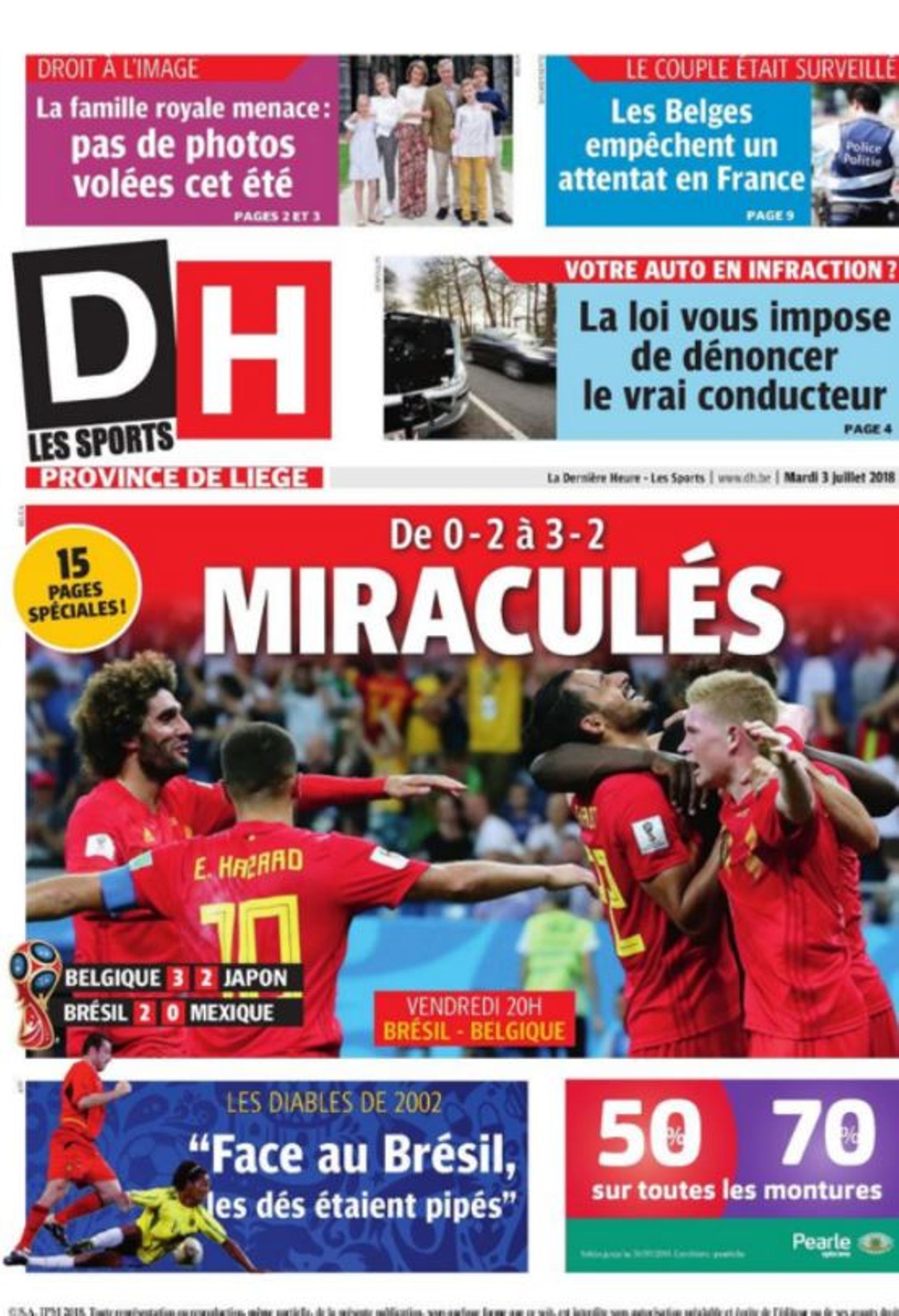 Revue de presse: tous les journaux du pays saluent des Diables rouges ...