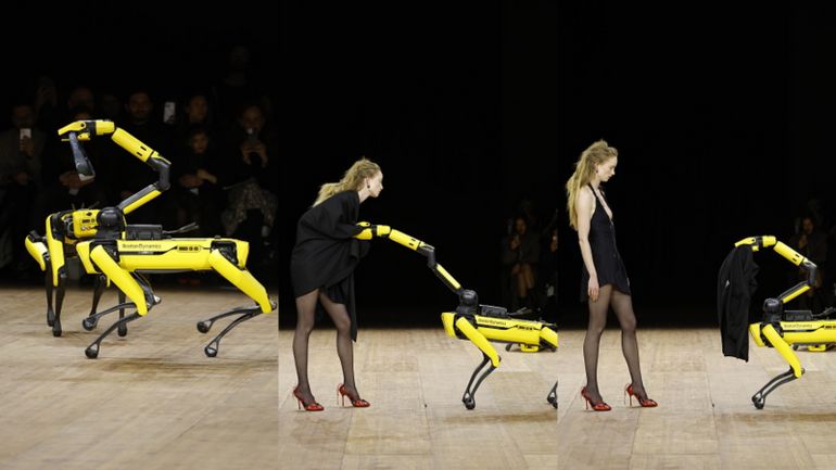Fashion Week de Paris : un chien robot déshabille un mannequin au ...