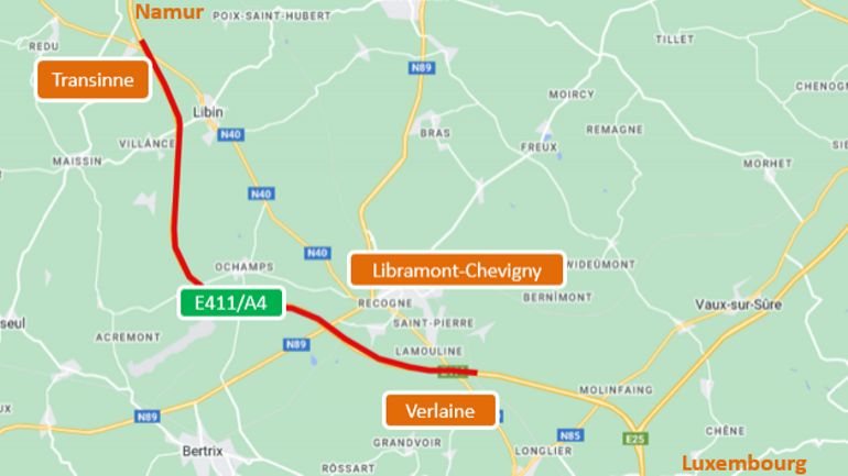 Début d’un chantier sur l’E411 à Transinne et Libramont - RTBF Actus
