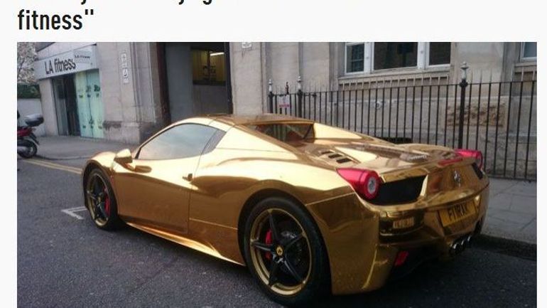 Bling bling: une Ferrari dorée pour aller au fitness - RTBF Actus